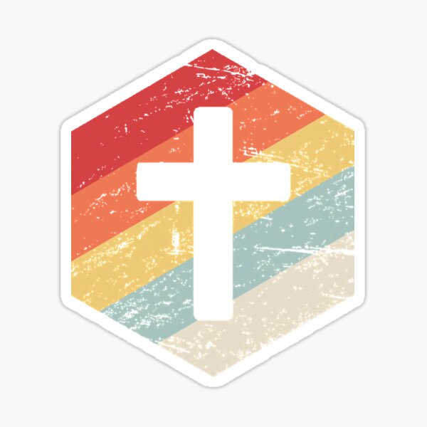 "Retro 70s Christian Pastor Cross Icon " Sticker for Sale by ...