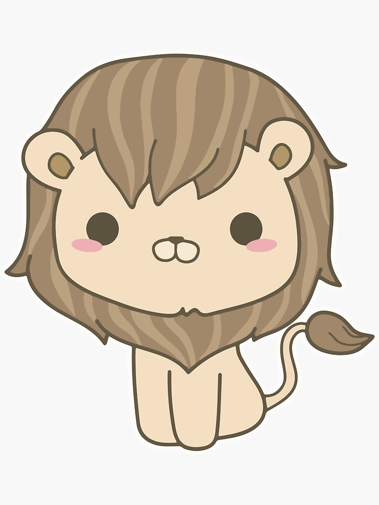 "Kawaii Lion, Cute Lion" Sticker for Sale by BoutiqueGifts | Redbubble