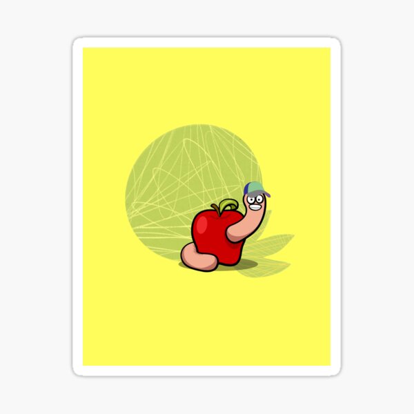 "An apple with a funny worm" Sticker for Sale by Bogarka | Redbubble