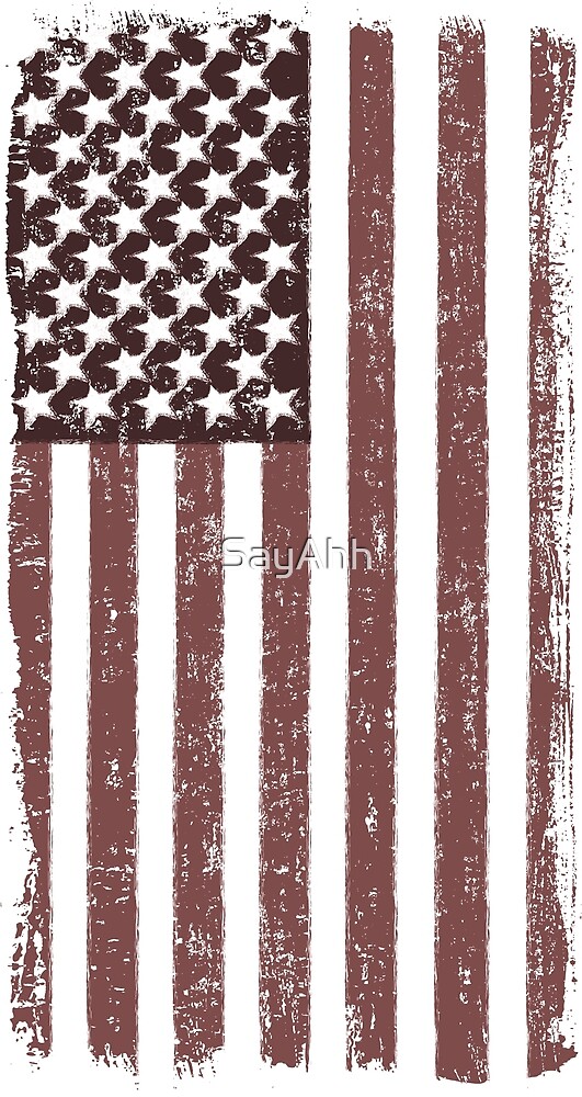 "American Flag Worn Faded Vintage Look, Vertical & Mirrored" by SayAhh ...