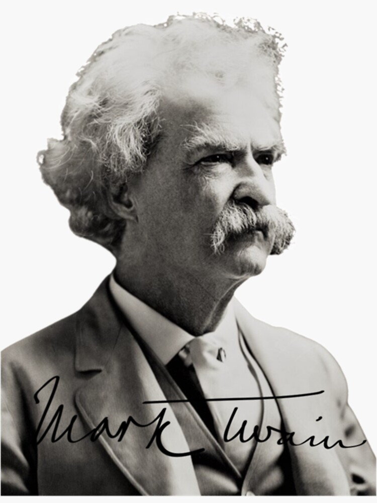 "Mark Twain, 1907 Portrait with Signature " Sticker for Sale by ...