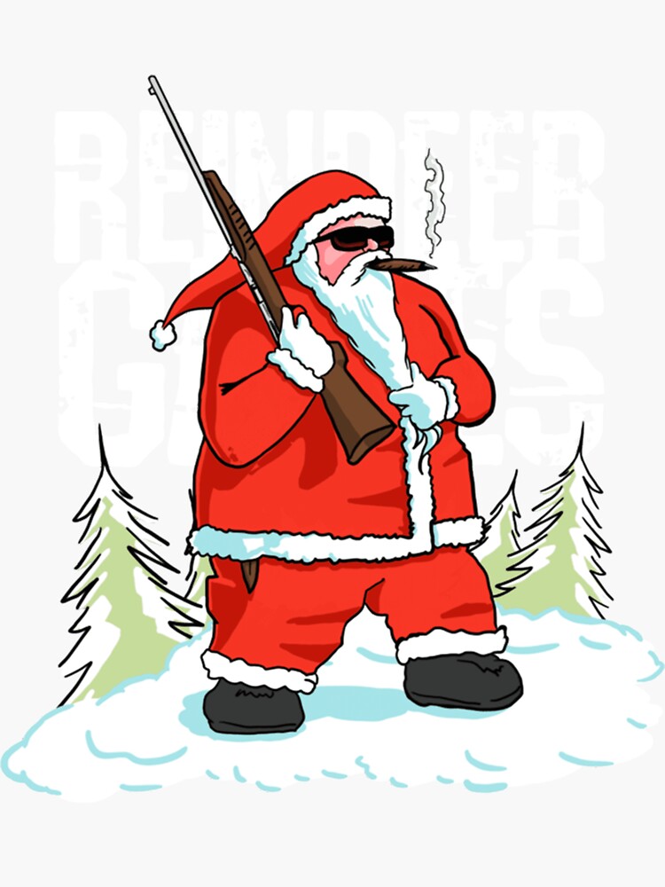 "Reindeer Games - Santa Hunting Rudolph" Sticker for Sale by Ambrose89 ...