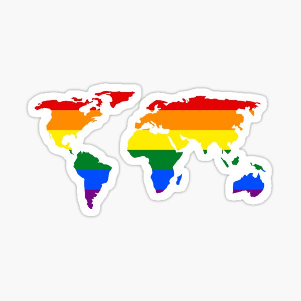 "World Map, Pride Rainbow Flag" Sticker by qlobba | Redbubble