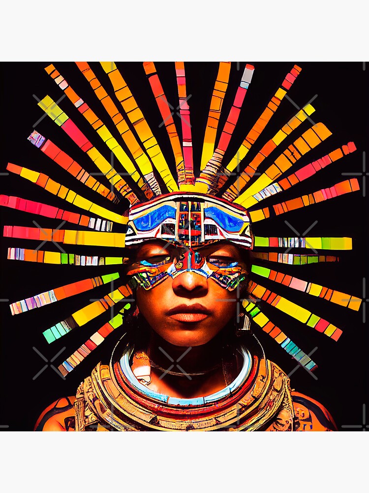 "AZTEC PORTRAIT ETNIC CYBERPUNK TECHNOLOGY POP INDIOS TRIBE colorful ...