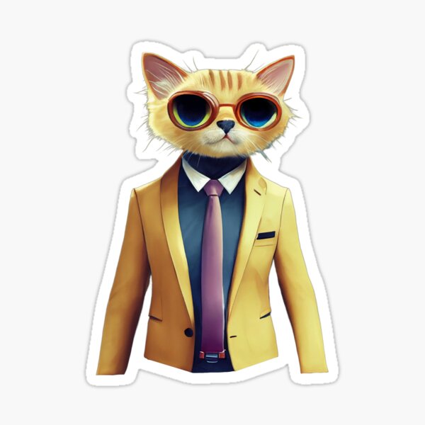 "CoolNimals cute Cat wearing a suit, animals in clothes" Sticker for ...