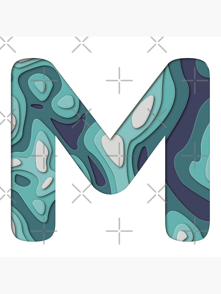 "M alphabet paper cut style,Bule and White color" Poster for Sale by ...