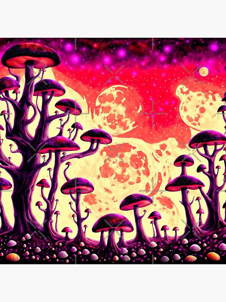 "Psychedelic mushroom landscape on an alien planet" Sticker for Sale by ...
