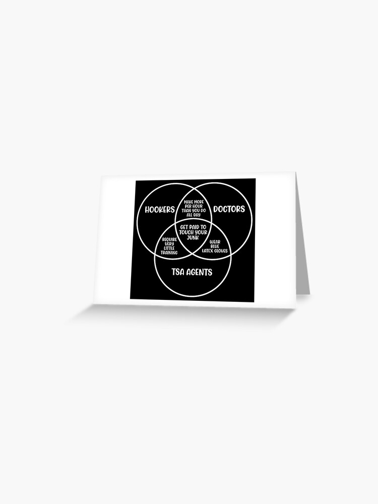 "Funny Hookers, Doctors and TSA Agents Venn Diagram Meme" Greeting Card for Sale by Jack Curtis ...