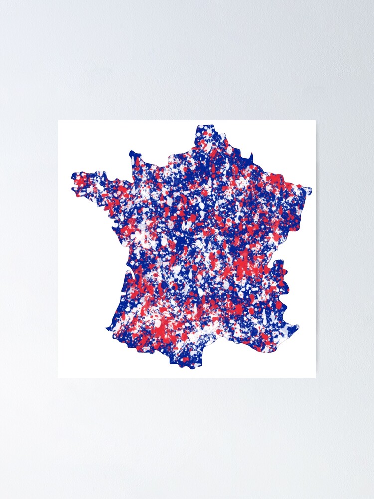 "France Map - Paint Splatter" Poster for Sale by qlobba | Redbubble