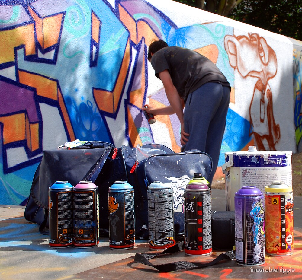 "Graffiti Artist at Work with Tools" by incurablehippie | Redbubble