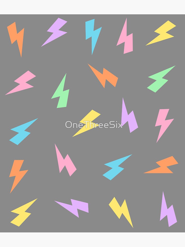 "Rainbow, Pastel, Lightning Thunder Bolt on Grey" Sticker for Sale by ...