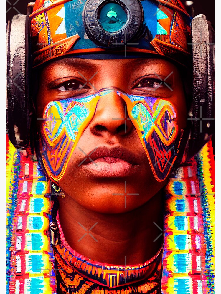 "AZTEC PORTRAIT ETNIC CYBERPUNK TECHNOLOGY POP INDIOS AFRICAN TRIBE ...