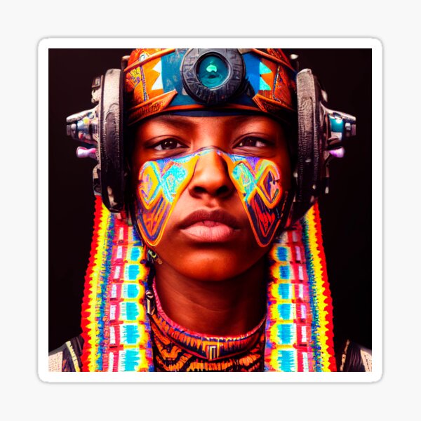 "AZTEC PORTRAIT ETNIC CYBERPUNK TECHNOLOGY POP INDIOS AFRICAN TRIBE ...