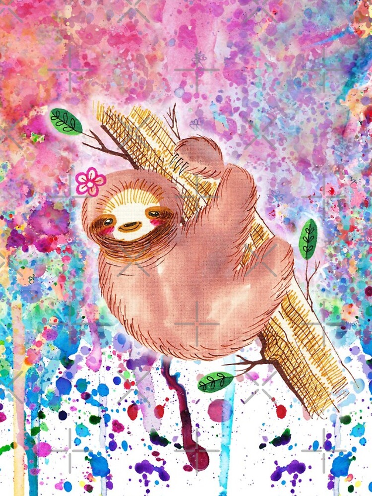 "Girly Sloth Watercolor Rainbow Paint Drip" iPhone Case for Sale by ...