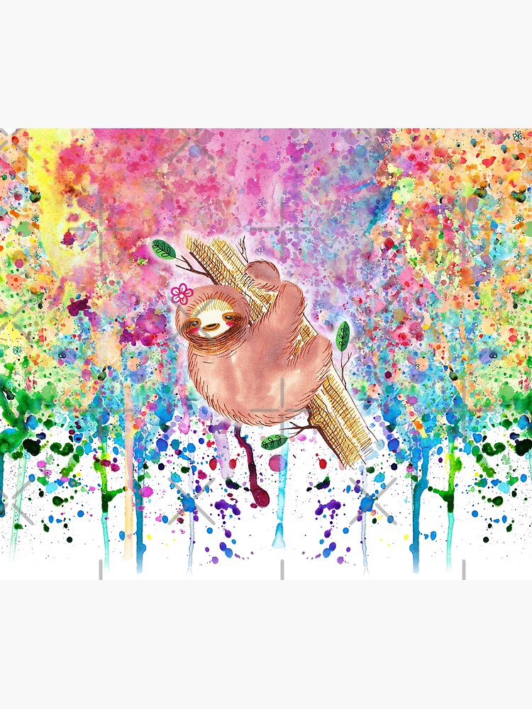 "Girly Sloth Watercolor Rainbow Paint Drip" Art Print by SaradaBoru ...