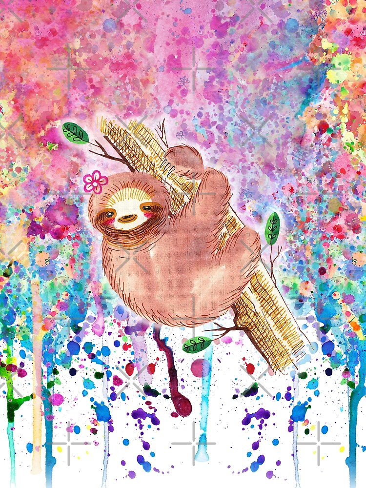 "Girly Sloth Watercolor Rainbow Paint Drip" Scarf for Sale by ...