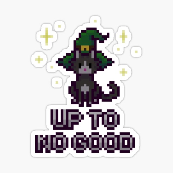 "Witch Cat Pixel Art Up to No Good" Sticker for Sale by wolfkin-design ...