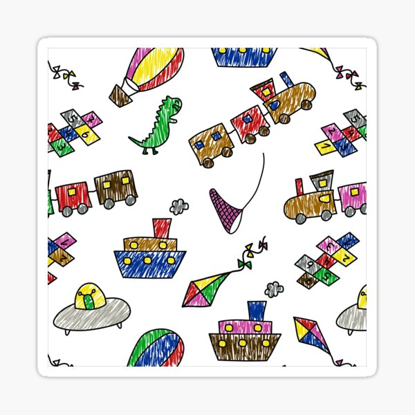 "kids doodle hand drawn digital made as kids drawing" Sticker for Sale ...