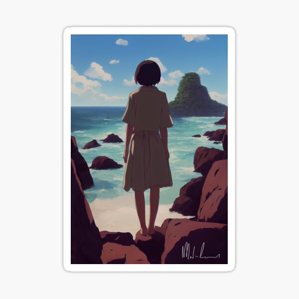 "Girl on the rocks" Sticker for Sale by Mid-Leonardo | Redbubble