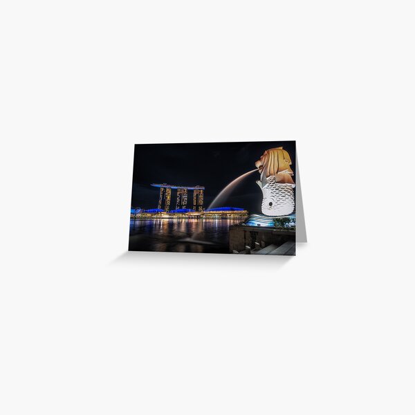 "Merlion and marina bay sands" Greeting Card for Sale by aaronchoi ...