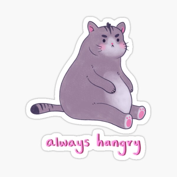 "Hangry Kitty" Sticker for Sale by bebtoons | Redbubble