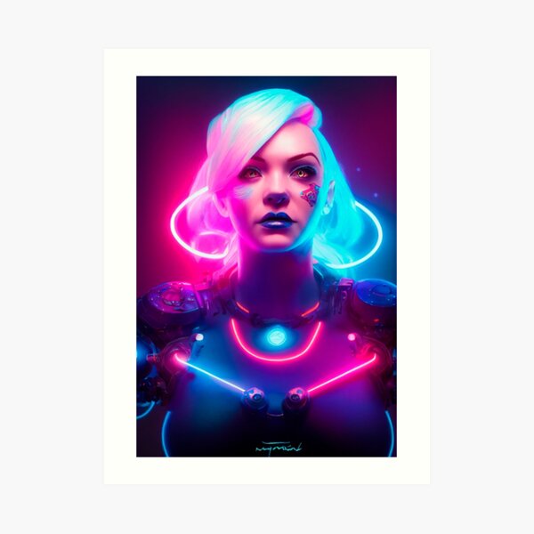 "JAPANESE CYBERPUNK CYBORG PINUP GIRL WITH NEON LIGHTS japanese neon ...