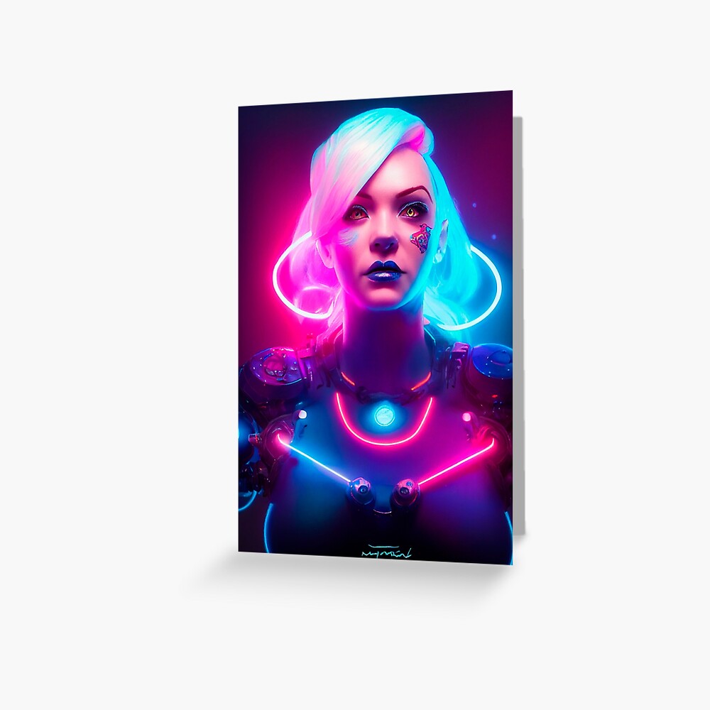 "JAPANESE CYBERPUNK CYBORG PINUP GIRL WITH NEON LIGHTS japanese neon ...