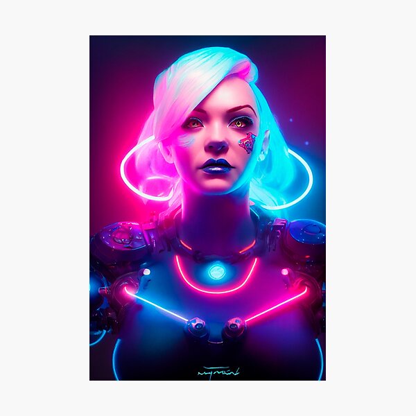 "JAPANESE CYBERPUNK CYBORG PINUP GIRL WITH NEON LIGHTS japanese neon ...