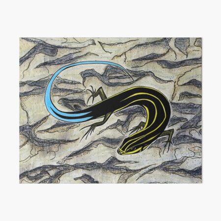 "Blue and Yellow Lizard - Five-lined Skink Drawing" Art Board Print for ...