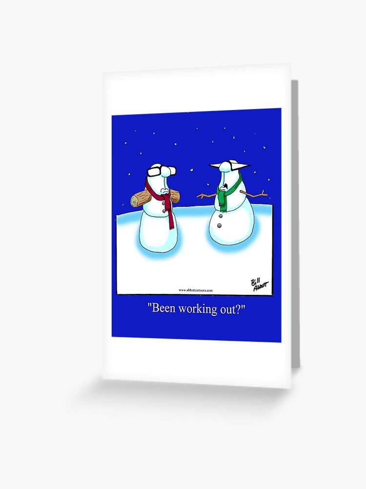 "Funny Spectickles Buff Snowman Cartoon Humor" Greeting Card for Sale ...