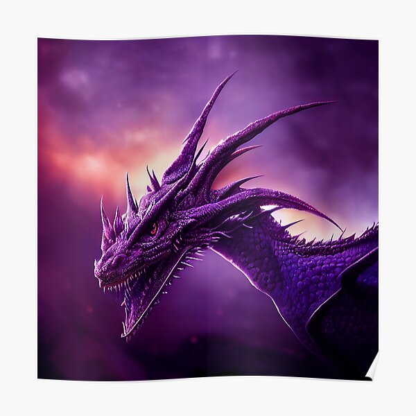 "hyper realistic purple dragon" Poster for Sale by mayza-shop | Redbubble