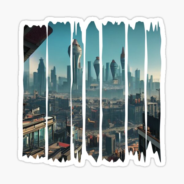 "Atompunk Futuristic City" Sticker for Sale by vladocar | Redbubble