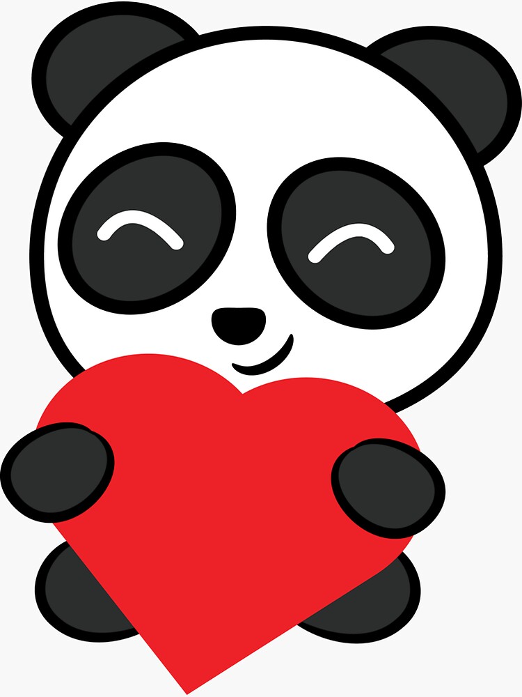 Pegatina «Happy Panda abrazando el corazón» de CreativeStrike | Redbubble