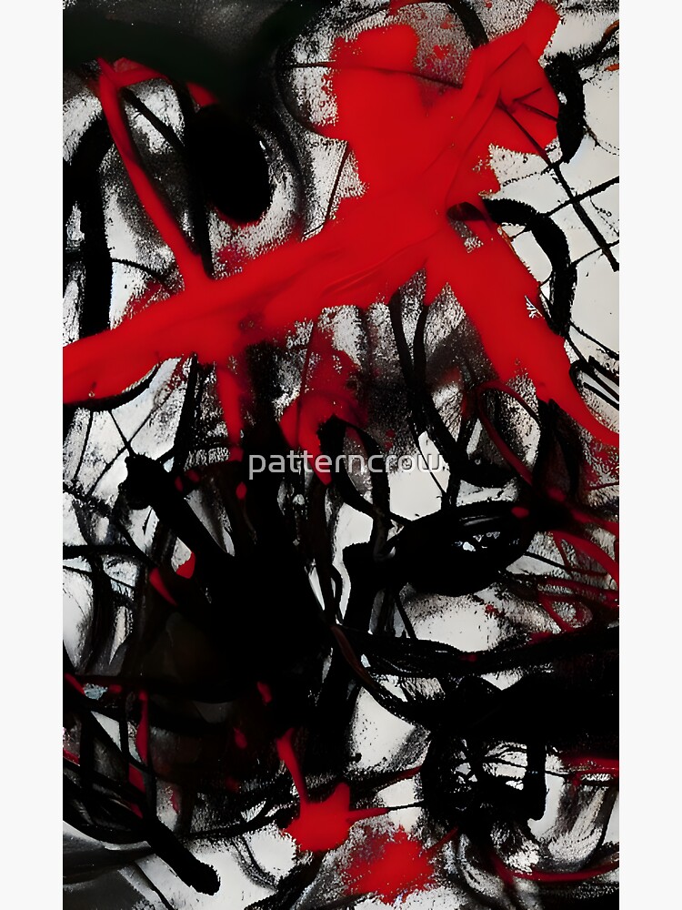 "Red, black and white paint brush strokes, abstract informal" Sticker ...
