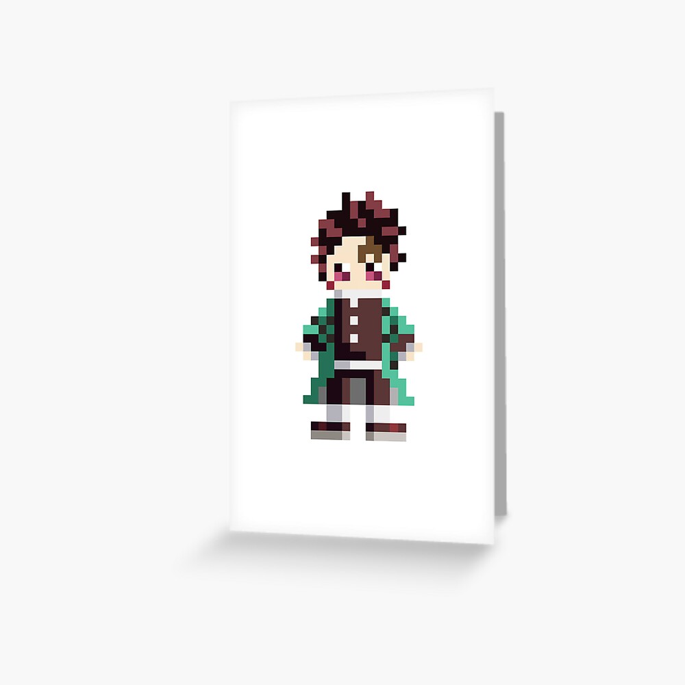 "Kimetsu no Yaiba (Demon Slayer) Tanjiro Kamado Pixel Art" Greeting ...