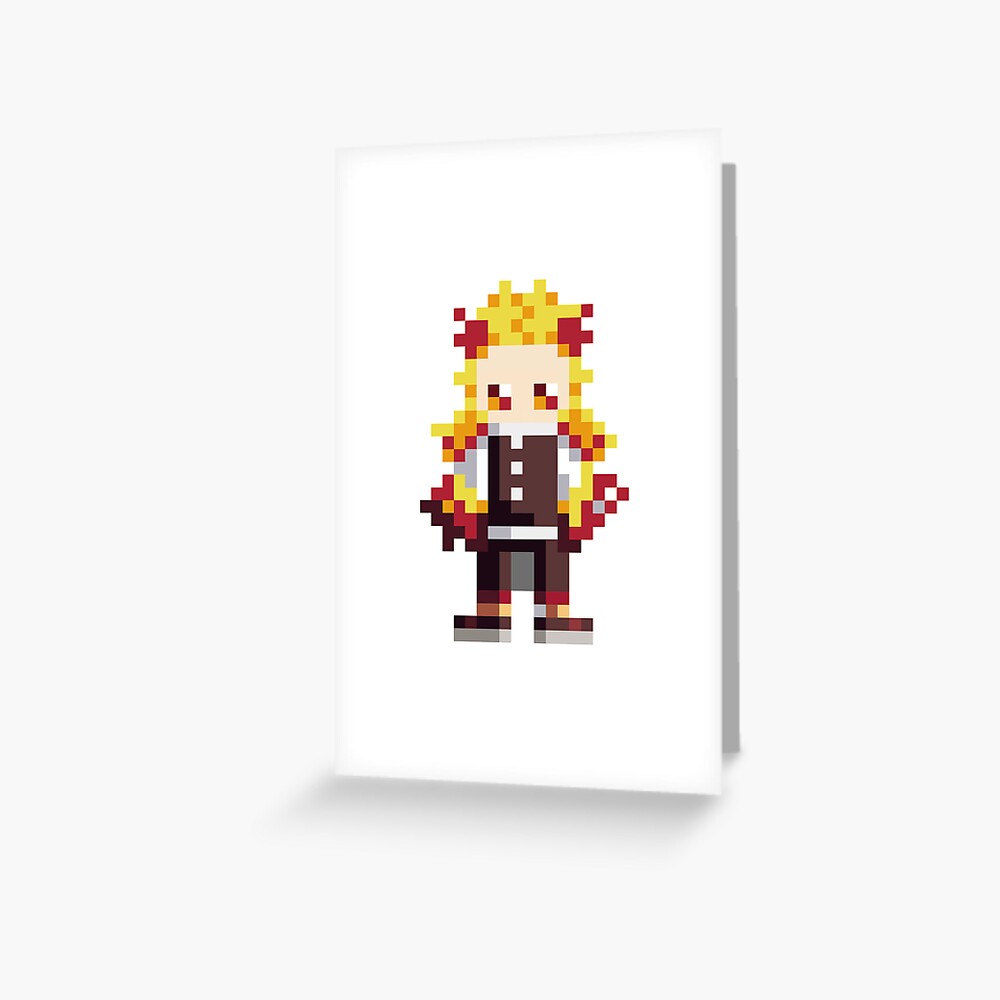 Kimetsu No Yaiba Demon Slayer Kyojuro Rengoku Pixel Art Greeting Card For Sale By Kamilahyo
