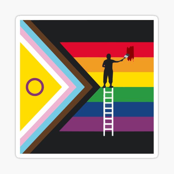 "Painting the inclusive progress pride flag" Sticker for Sale by ...