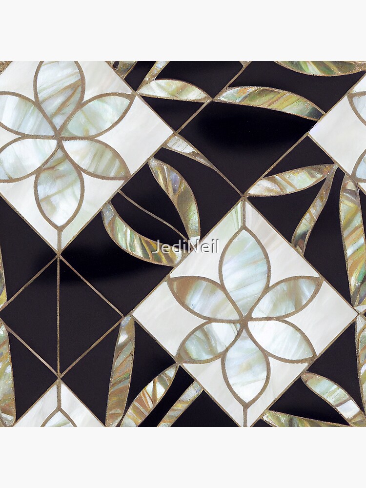 "Black Onyx and Mother of Pearl Flowers - Seamless Floral Pattern ...