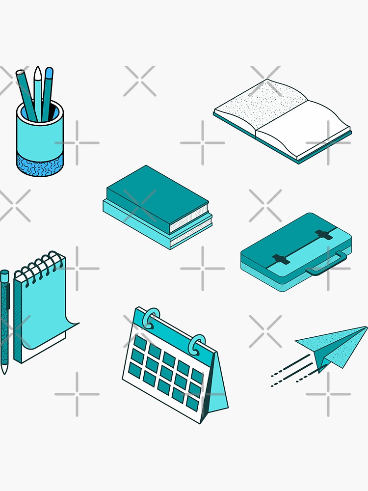 "Back To School Pack Cyan" Sticker for Sale by Designs-io | Redbubble