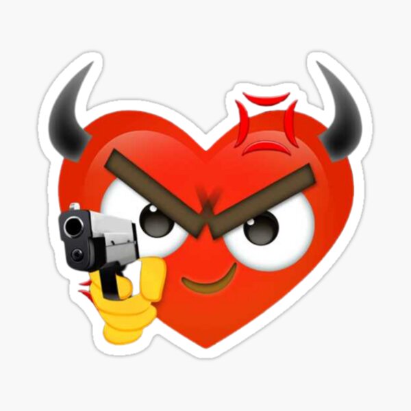 "Angry heart with gun" Sticker for Sale by emojiss | Redbubble