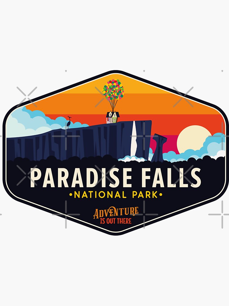 "Paradise Falls National Park: Adventure is out there" Sticker for Sale ...