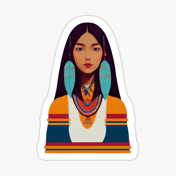 "Native american girl" Sticker for Sale by kosmicwoman | Redbubble