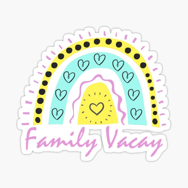 "Family Vacay Cute Fun Doodle Boho Rainbow" Sticker for Sale by ...