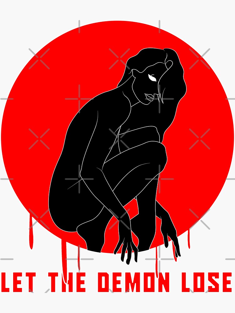 "Let the demon loose | Black Demon Girl Halloween Illustration" Sticker ...