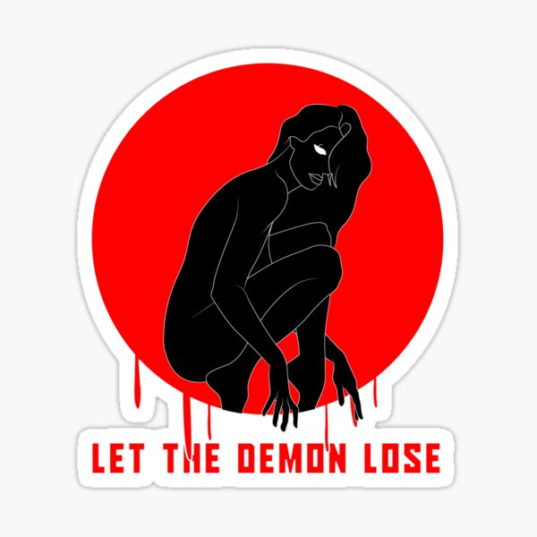 "Let the demon loose | Black Demon Girl Halloween Illustration" Sticker ...