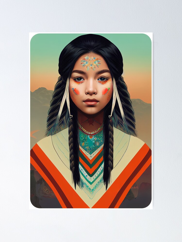 "Young native american girl" Poster for Sale by kosmicwoman | Redbubble