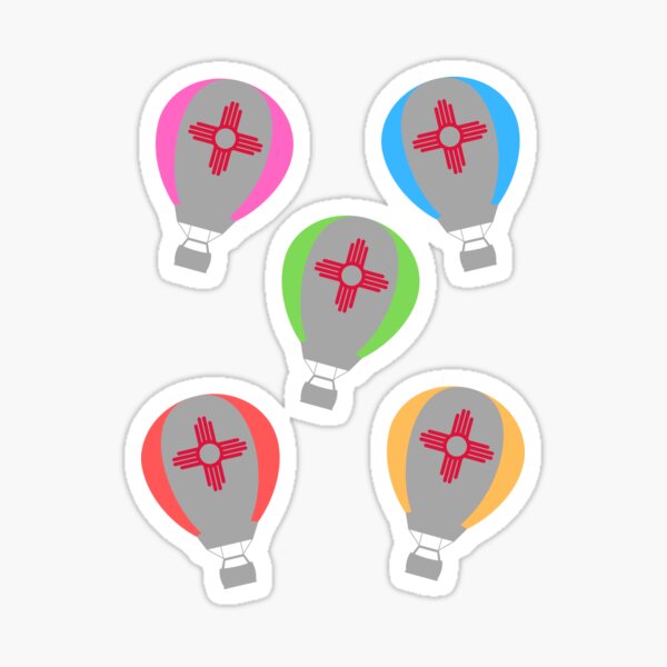 "New Mexico Flag Hot Air Balloon - Sticker Pack, Gray" Sticker for Sale ...