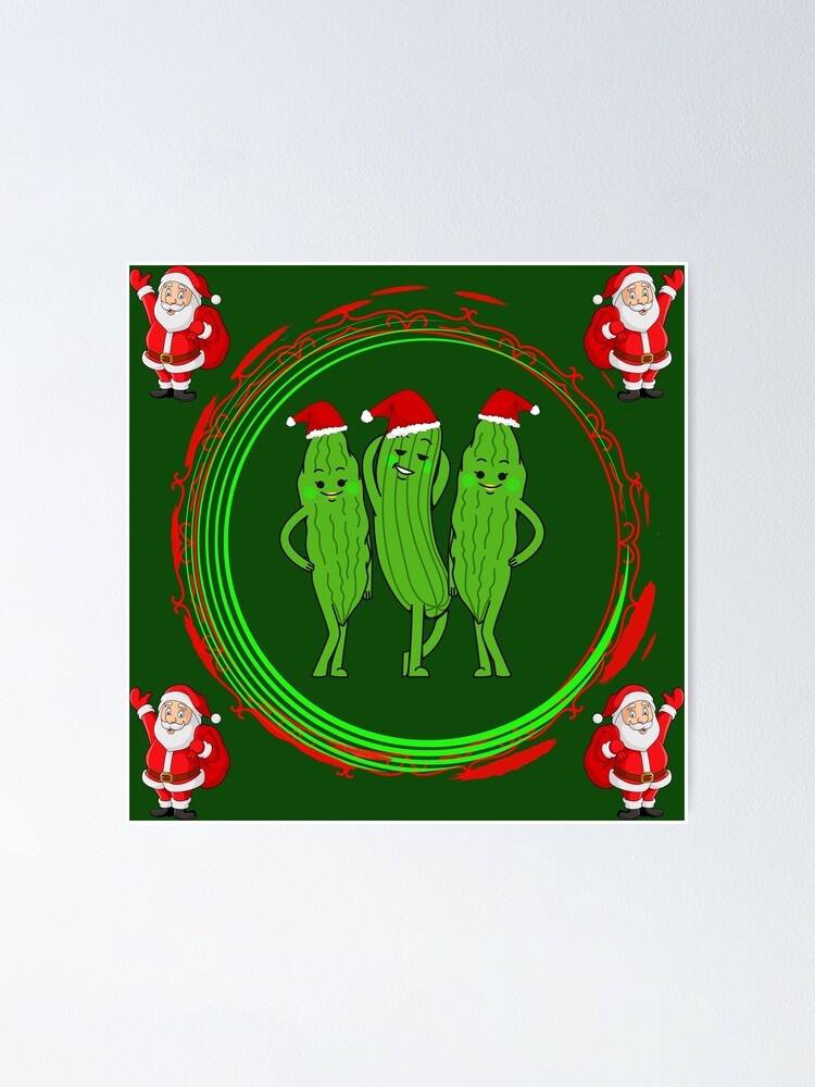 "Santa's funny pickle cartoon helpers" Poster for Sale by SamBai ...