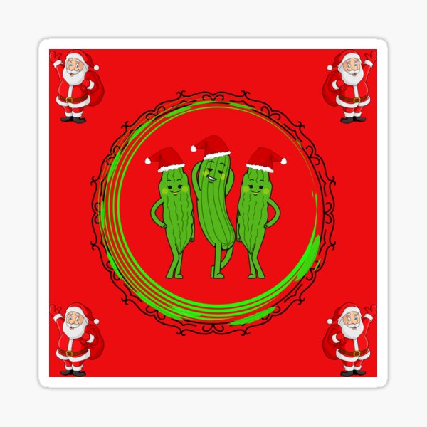 "Santa's funny pickle cartoon helpers" Sticker for Sale by SamBai ...