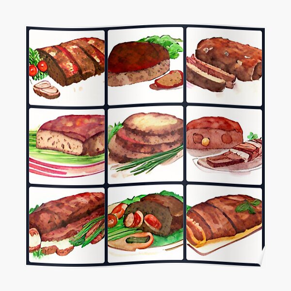 "Meatloaf Pack - Watercolor Art" Poster for Sale by CinderPress | Redbubble